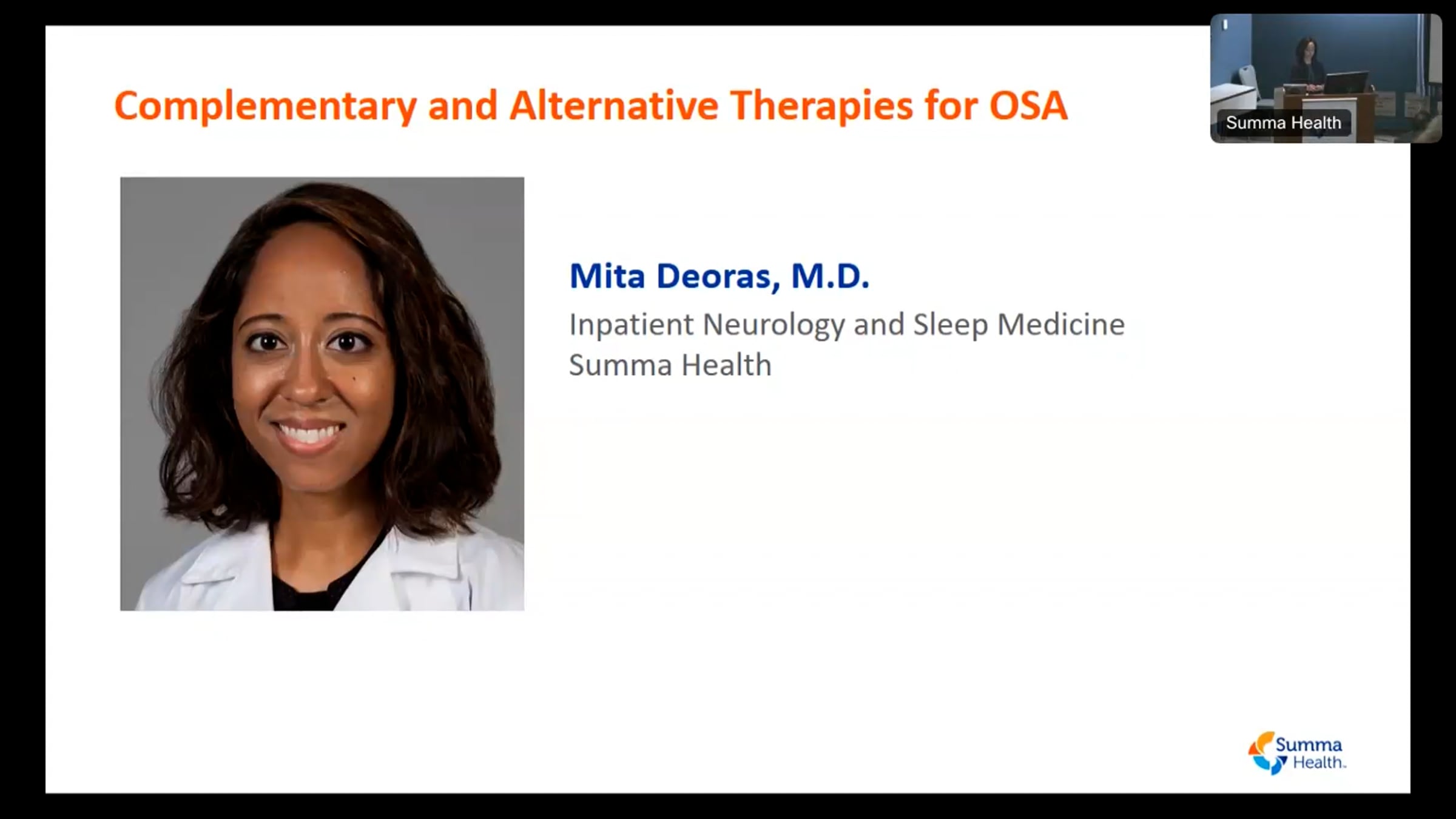 Summa Health Sleep Symposium 2024 - Alternative Therapies for Sleep ...