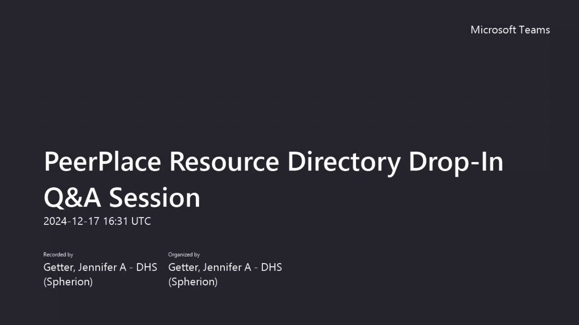 PeerPlace Resource Directory Drop-In Q&A Session-2024-12-17