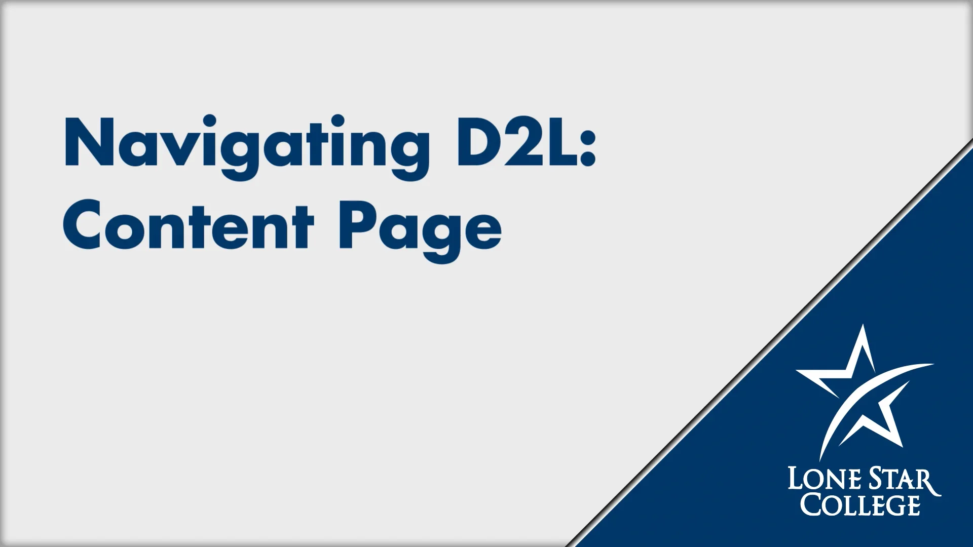 Navigating D2L: Content Page