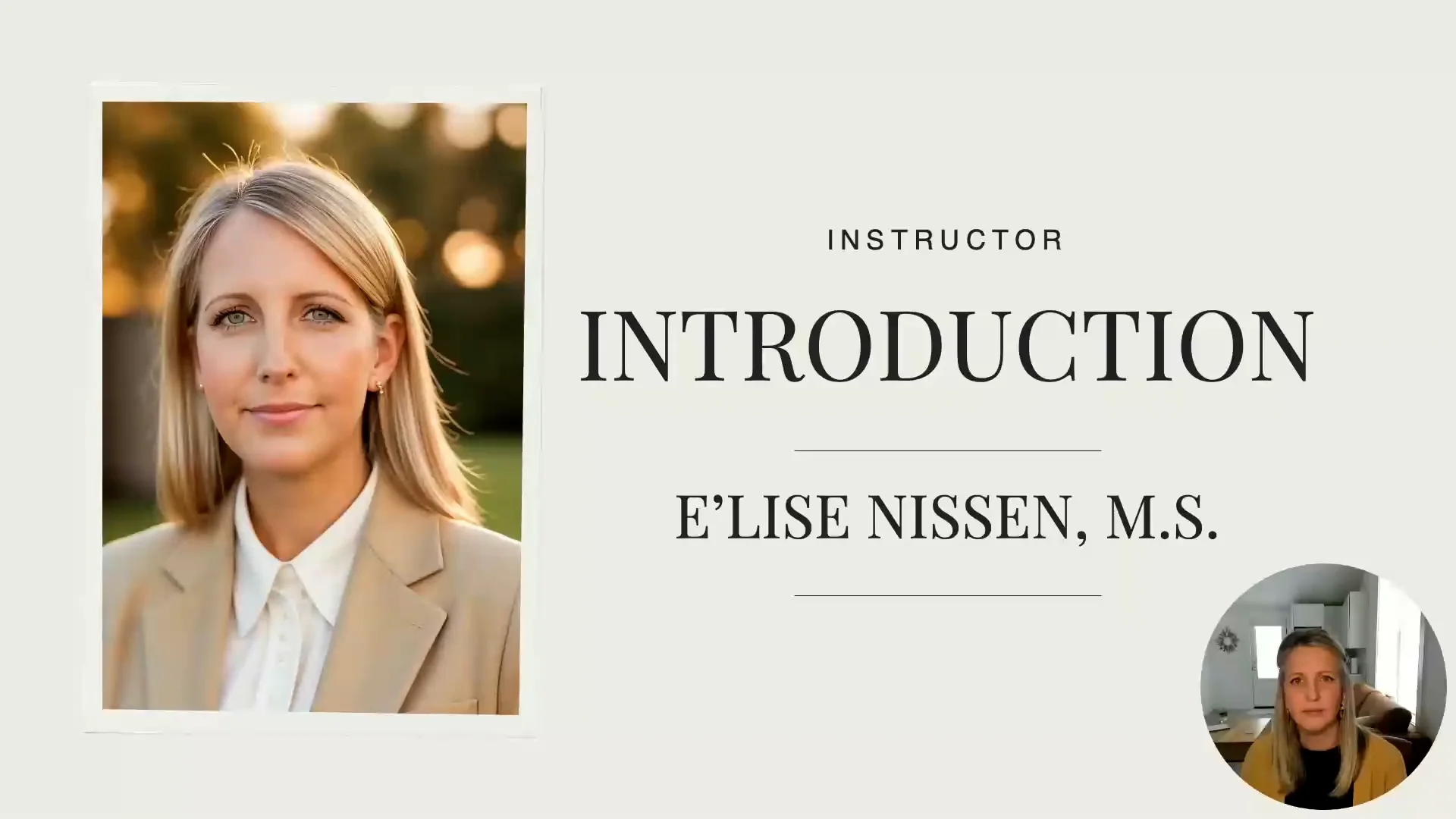 Instructor Intro: E'lise Nissen