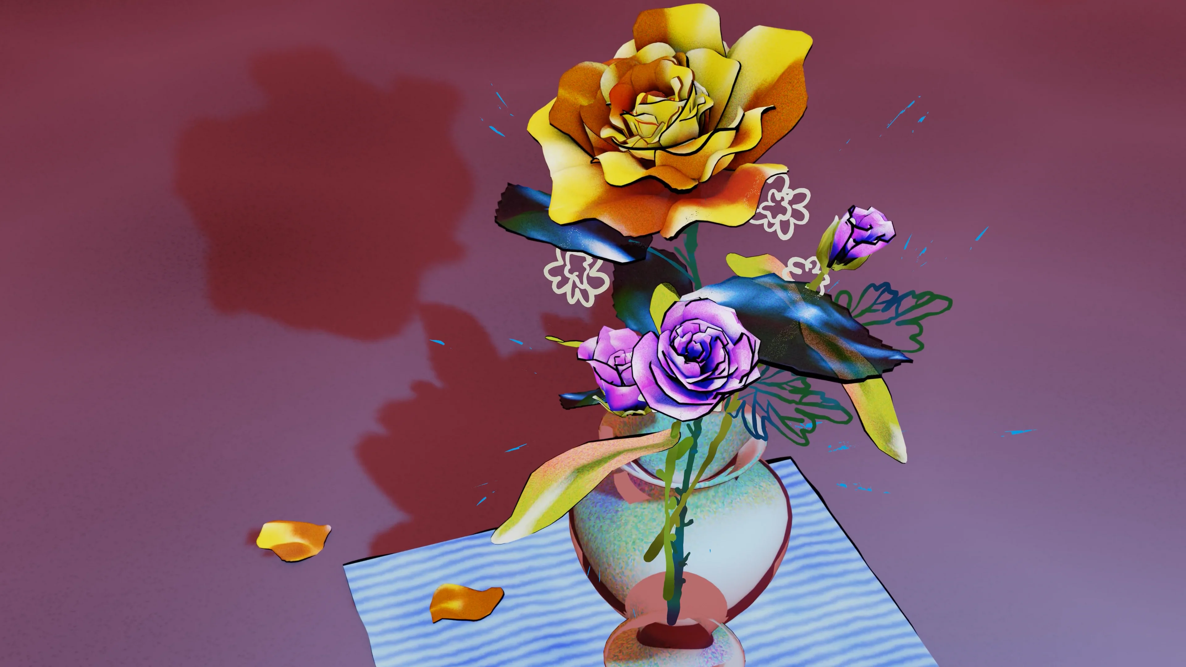 Flower vase - Grease Pencil by Blender