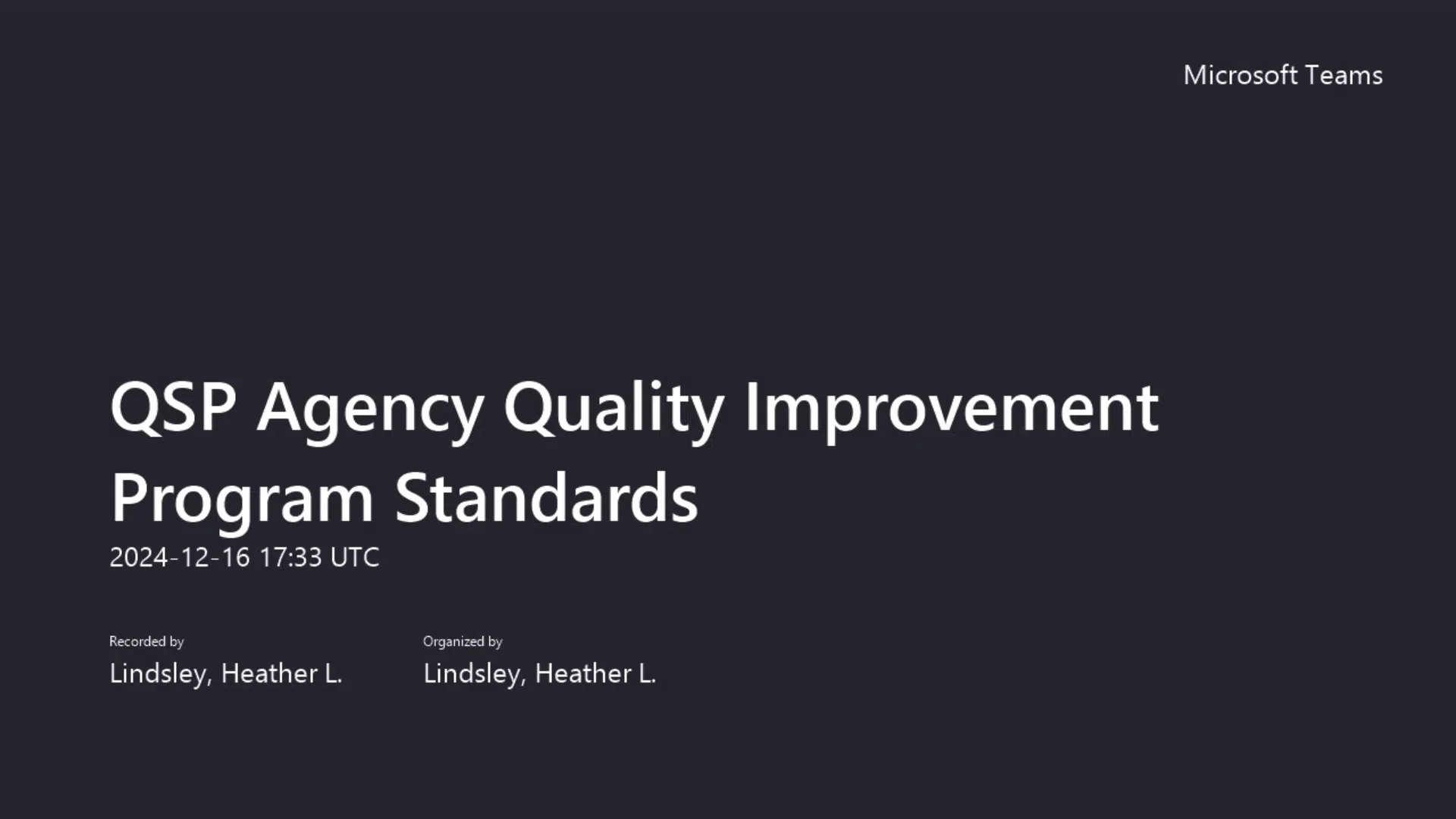 QSP Agency Quality Improvement Program Standards