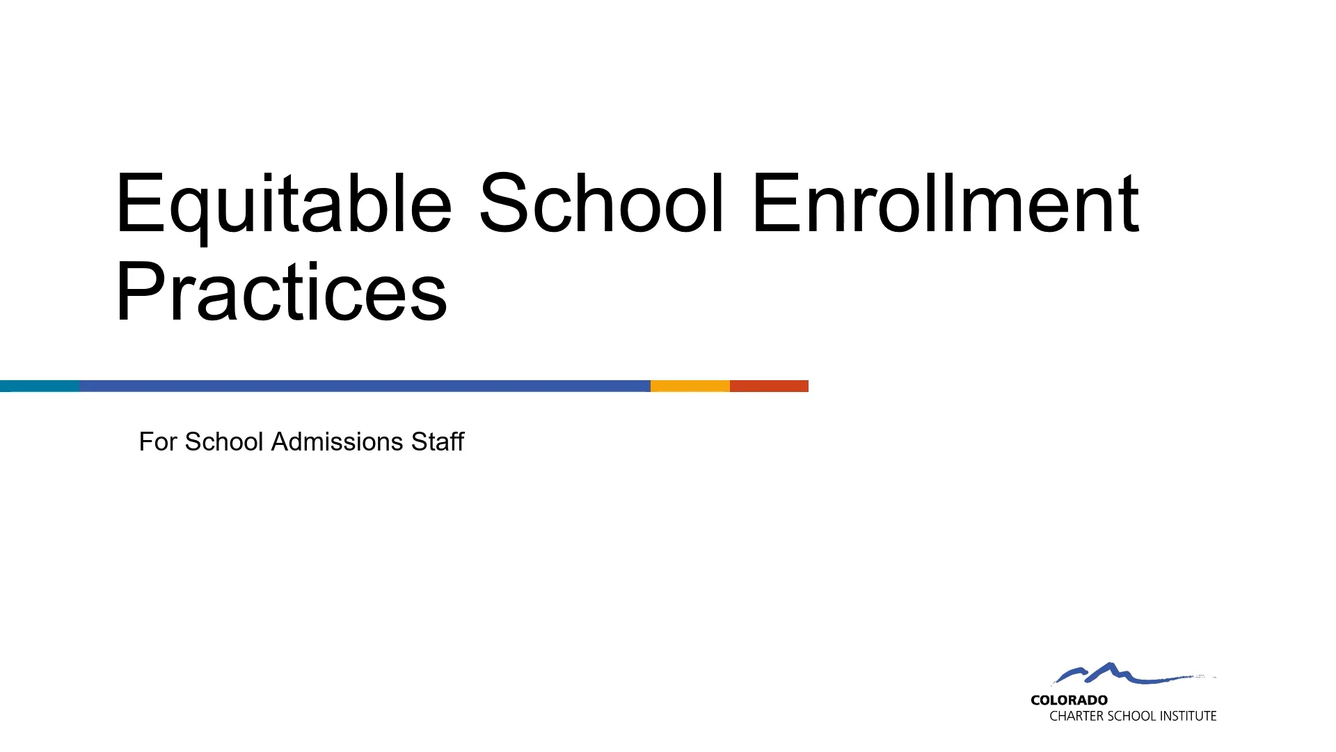 Equitable Enrollment Training for School Admissions Staff
