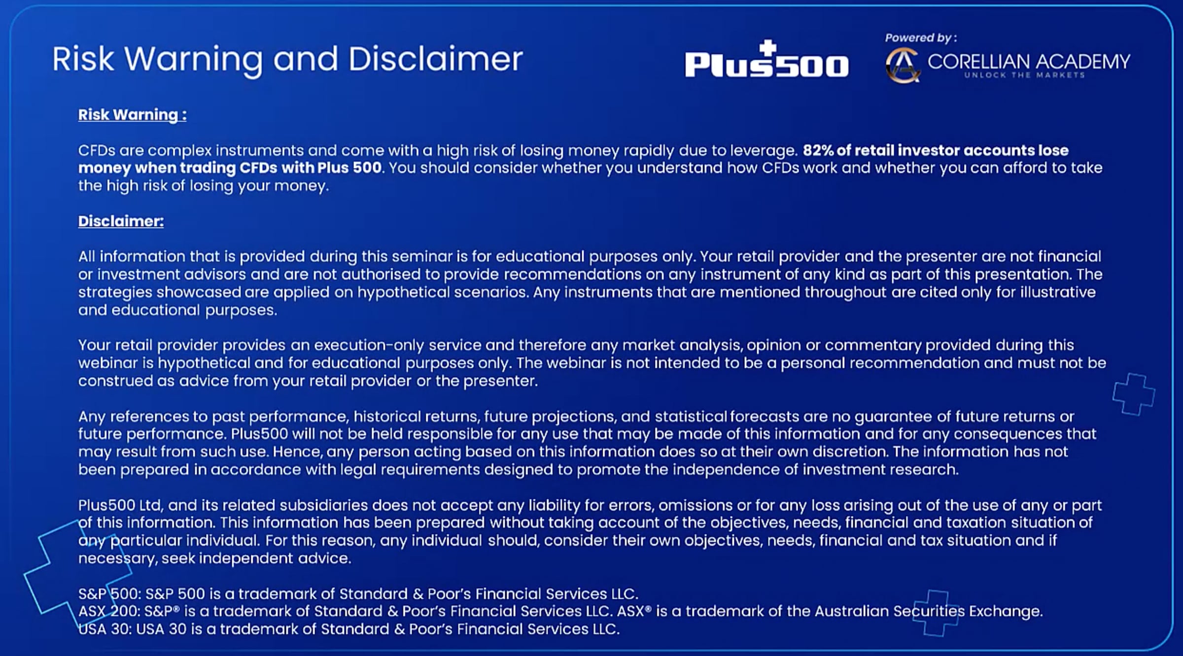 Plus500 SP 500 Webinar 13th January 2025 Australia