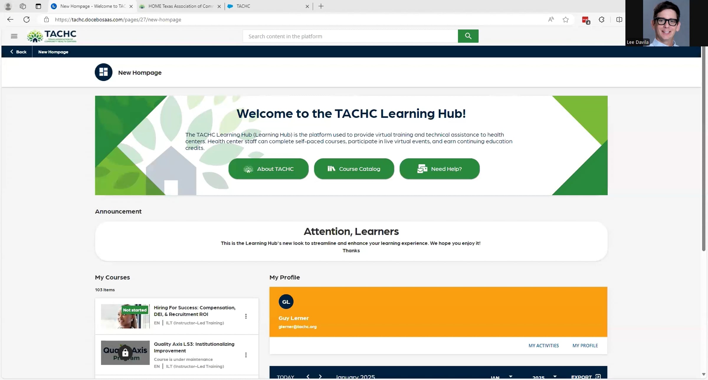TACHC Learning Hub New User Experience