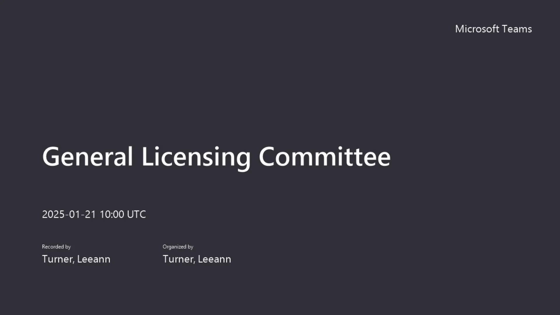 BGCBC General Licensing Committee - 21 January 2025