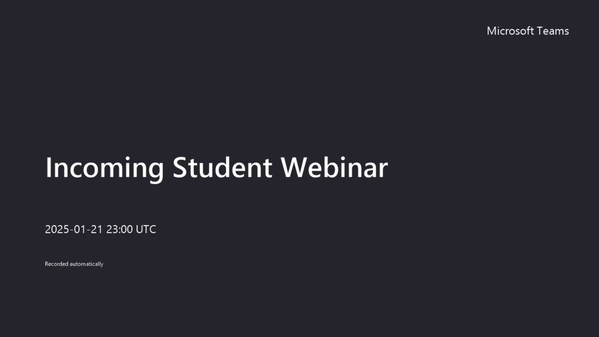 SBU Incoming Student Webinar - January 25, 2025