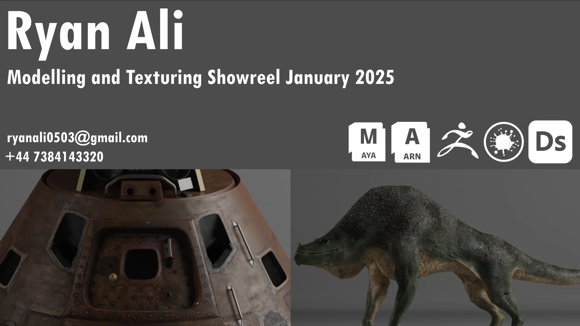 Ryan Ali Modelling and Texturing Showreel - January 2025