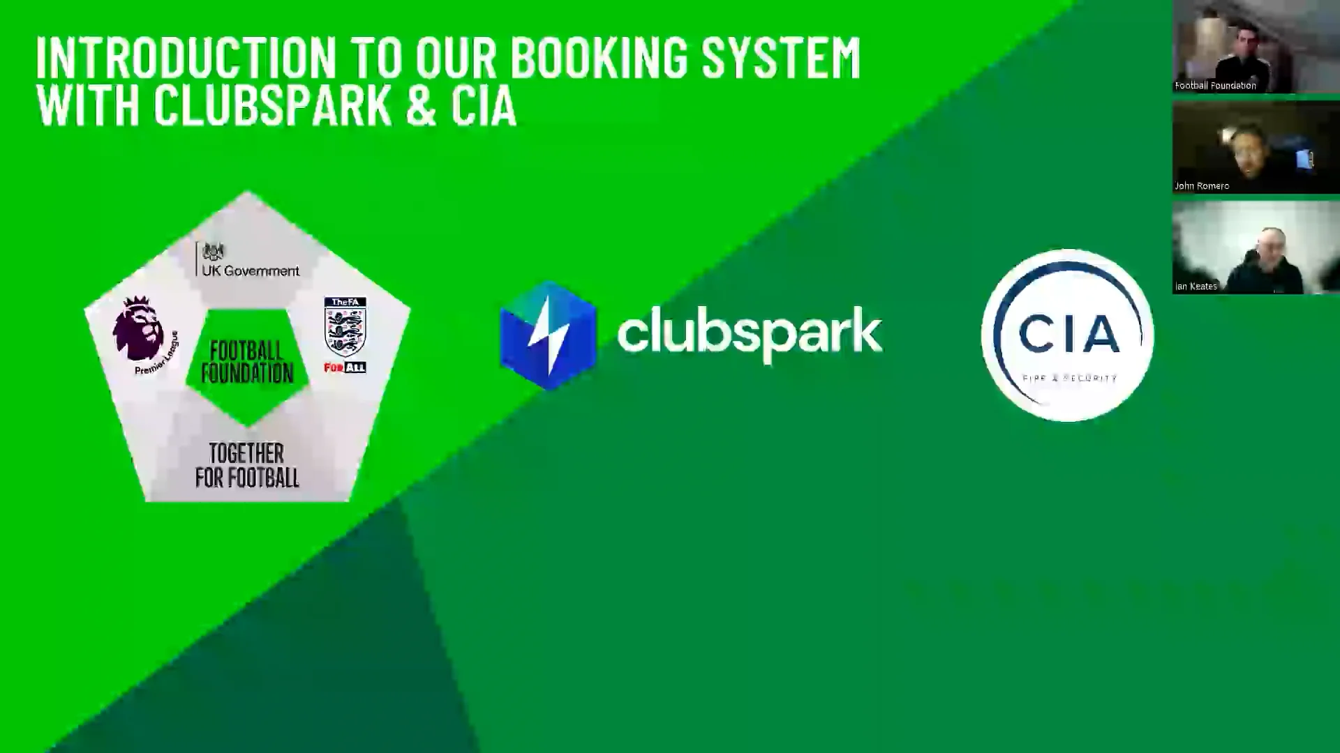 Football Foundation PlayZones Smart Booking System Webinar