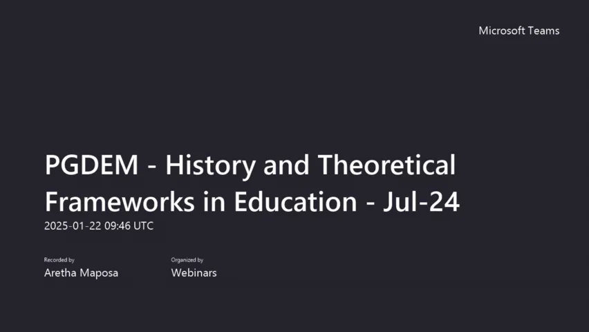 PGDEM - History and Theoretical Frameworks in Education - Jul-24 ...