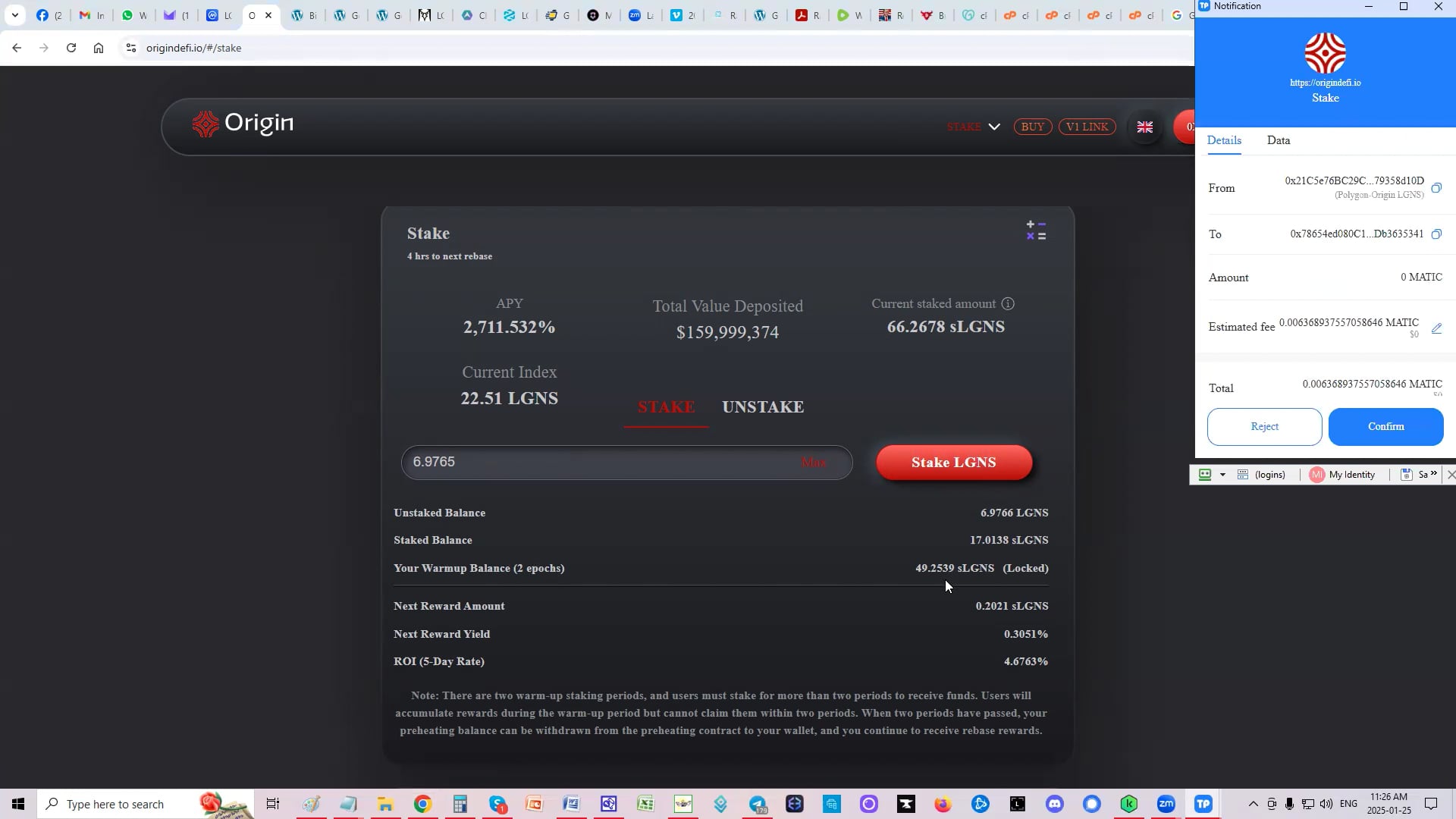 2025-01-25 Staking Using the Rewards Pool