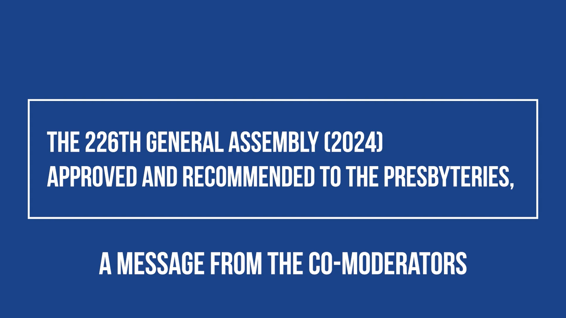 A Message from the Co-Moderators on GA business