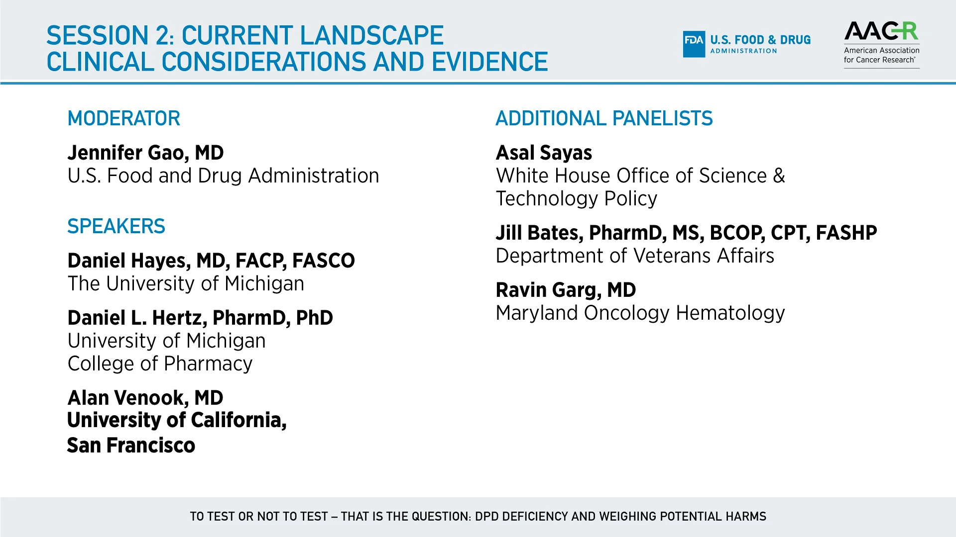 FDA-AACR Workshop on DPD Deficiency and Weighing Potential Harms ...