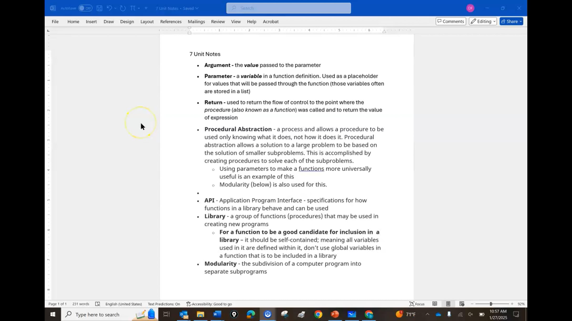 csp In-class review for Unit 7 test