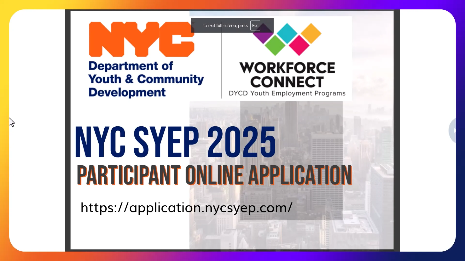 2025 NYC SYEP Participant Application Video