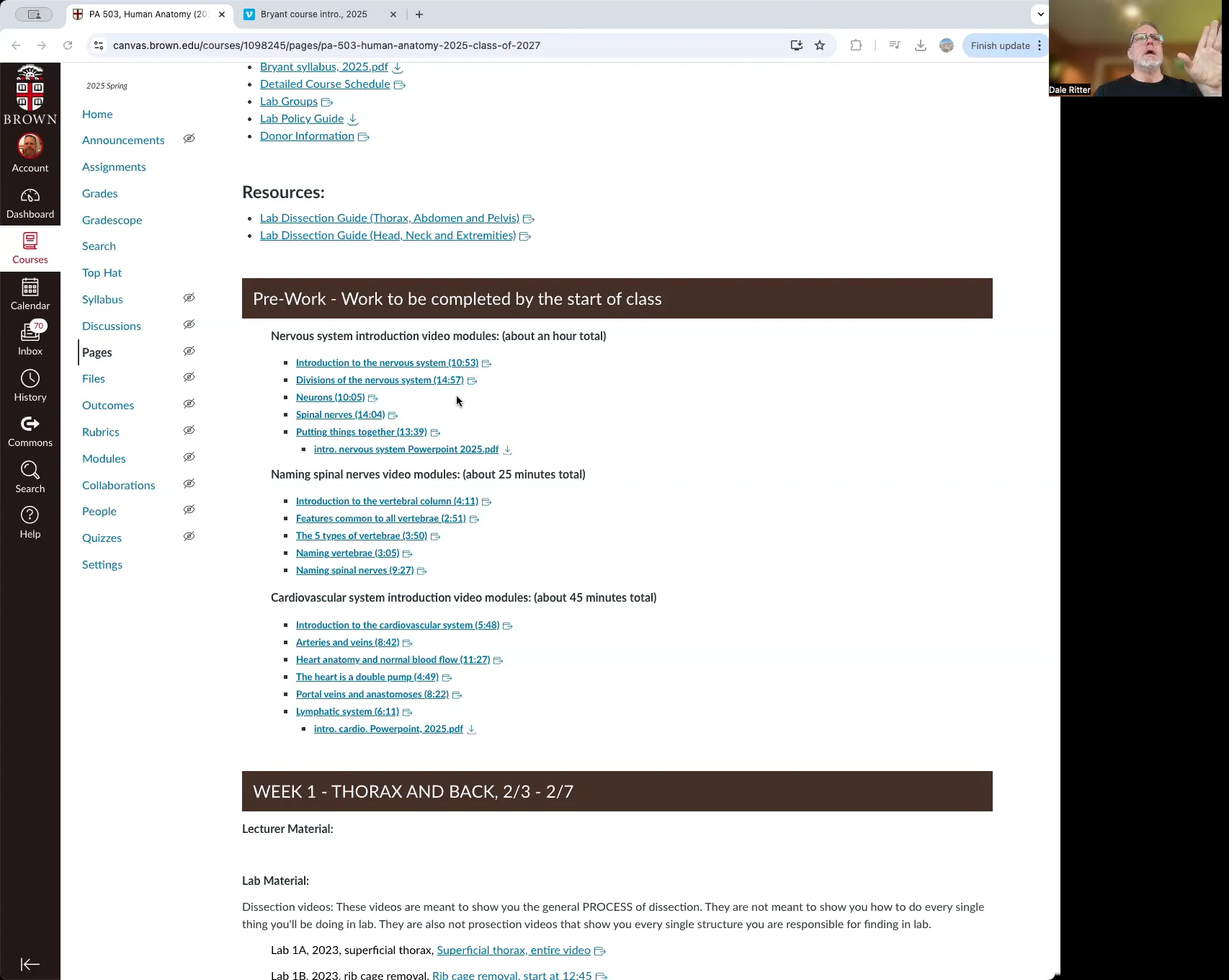 Pre-course work explanation, Bryant 2025