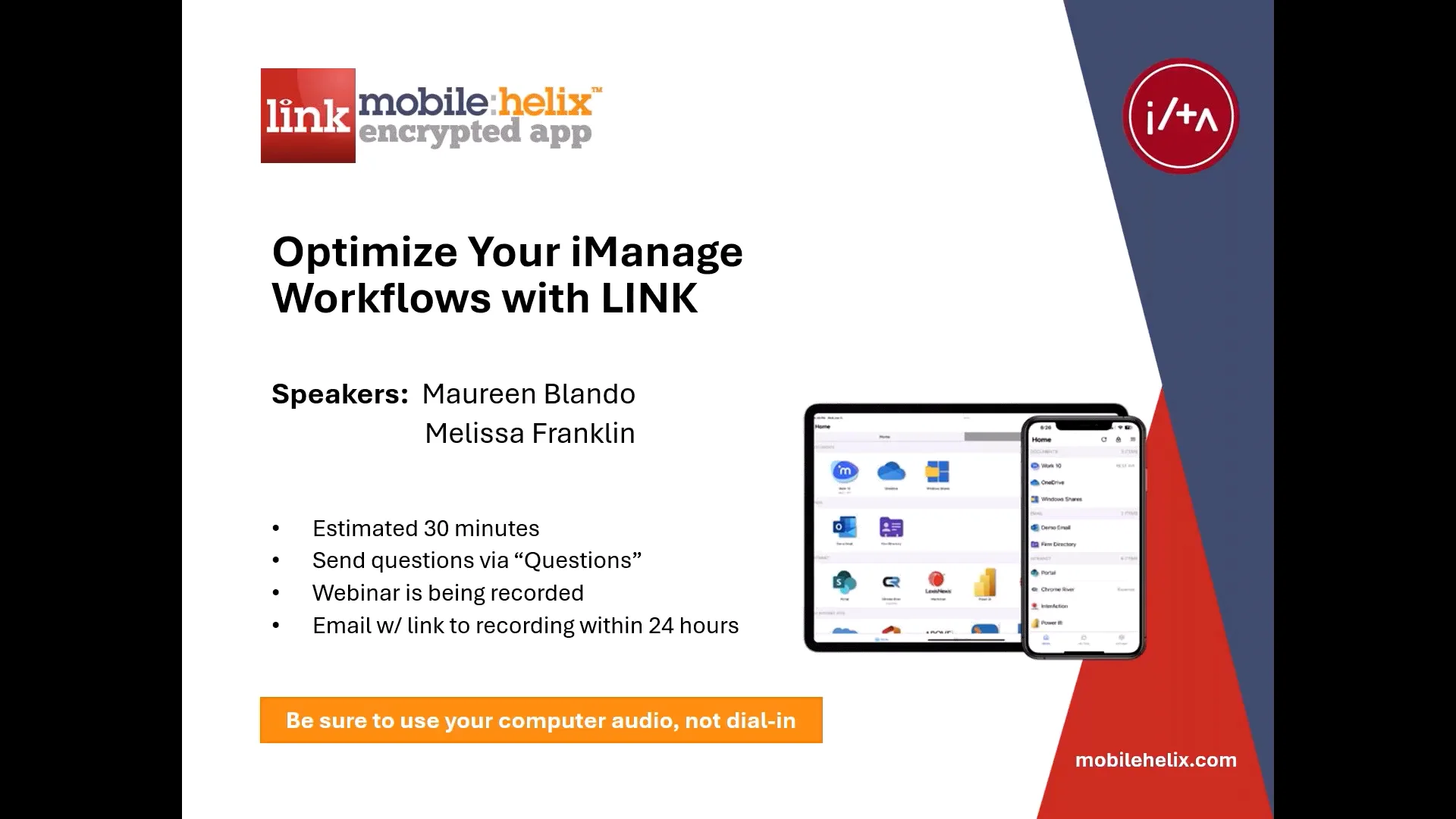LINK App - iManage® How-to Videos & Tips - Webinar: Optimize Your ...
