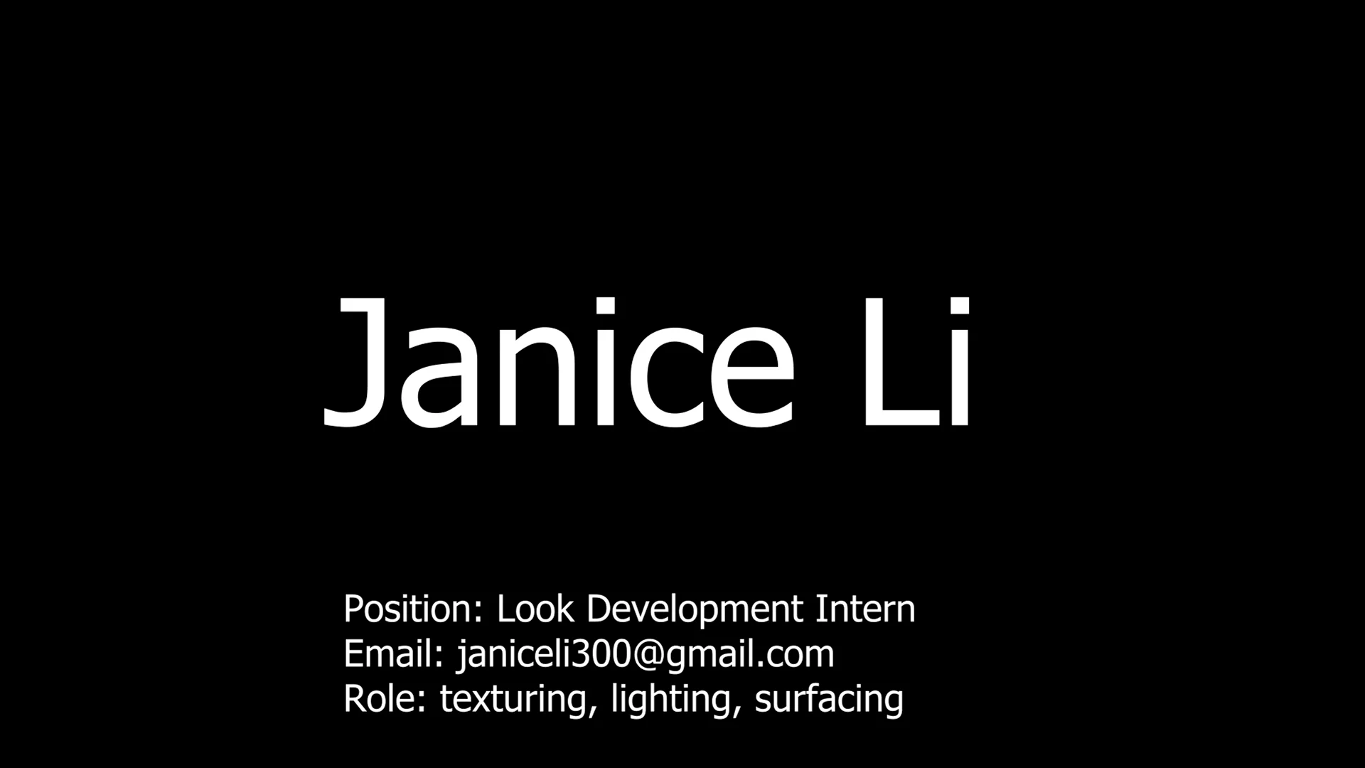 Janice Li - Look Development Demo Reel