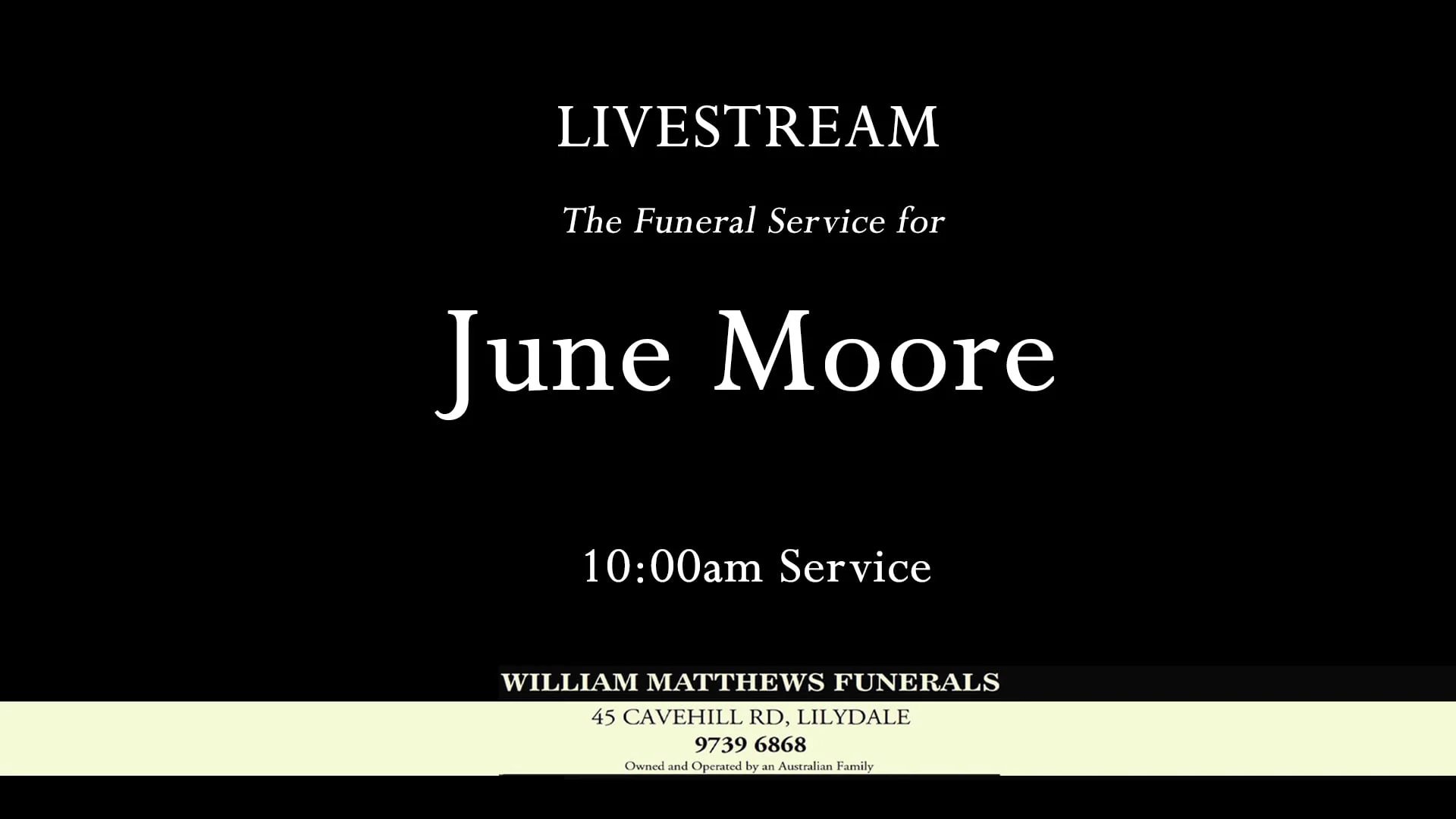 The Funeral Service for June Moore