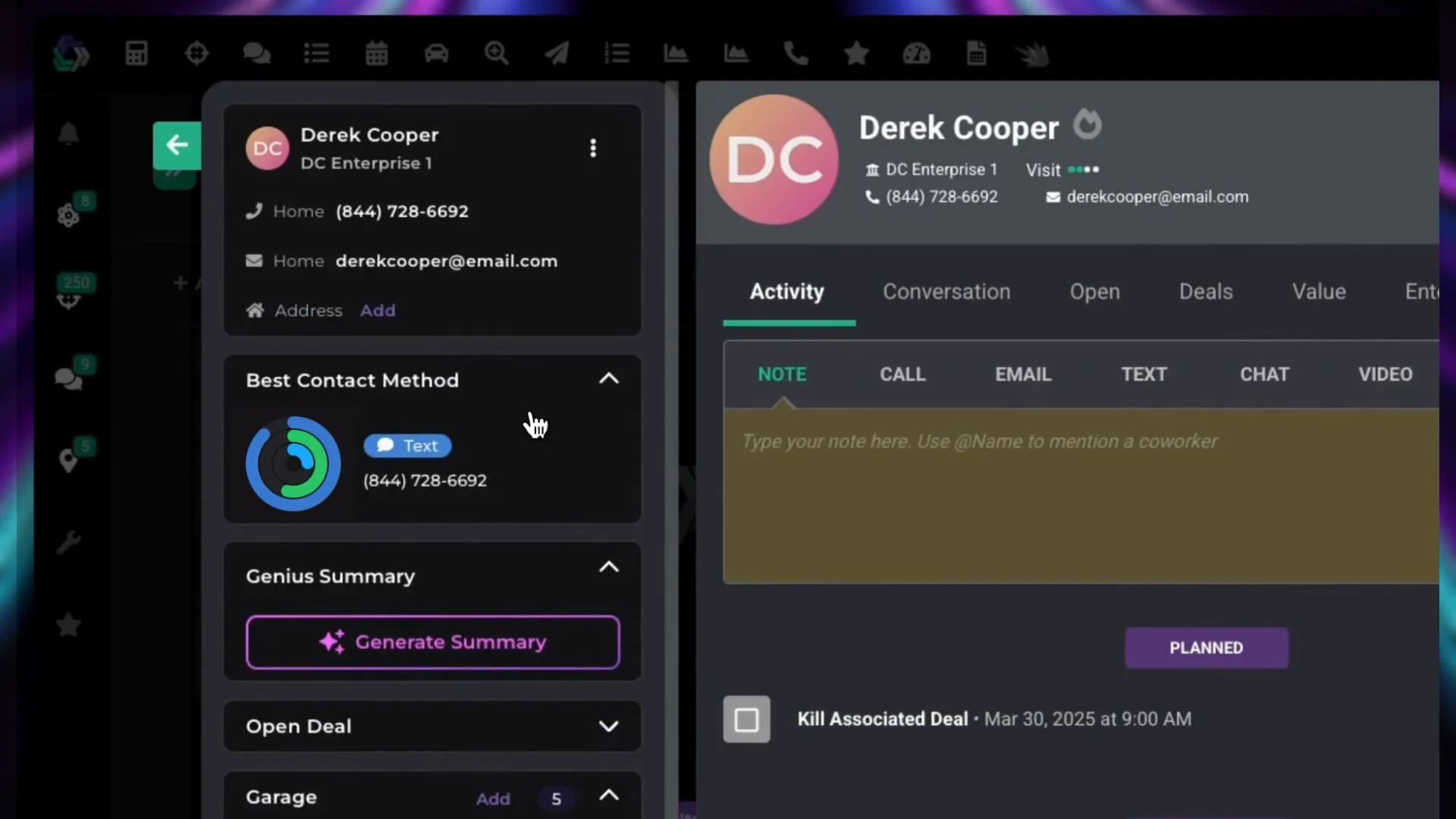 Customized Customer Contact Card