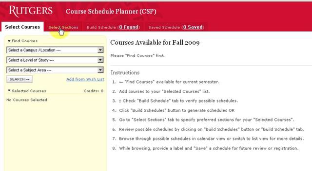 Rutgers Course Schedule Planner Features