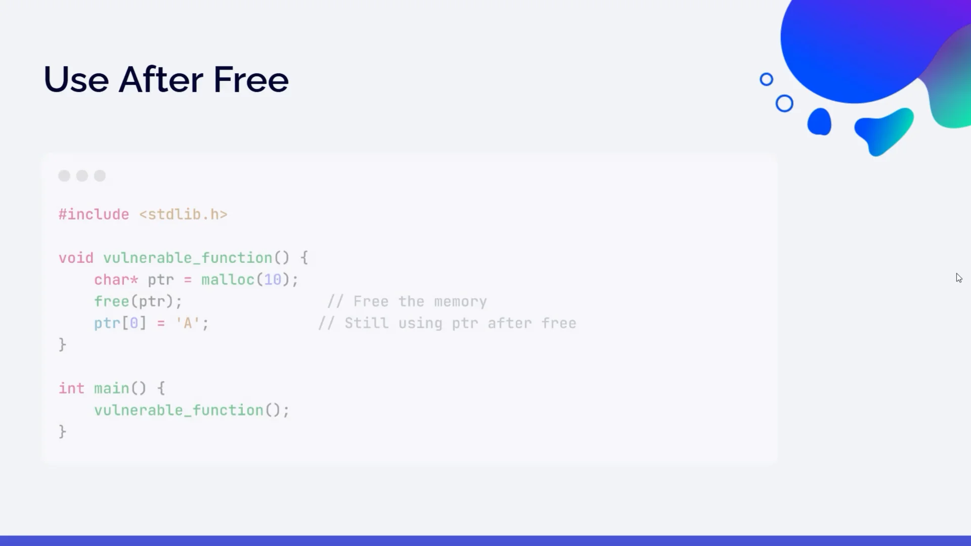 Use After Free - Code Snippet