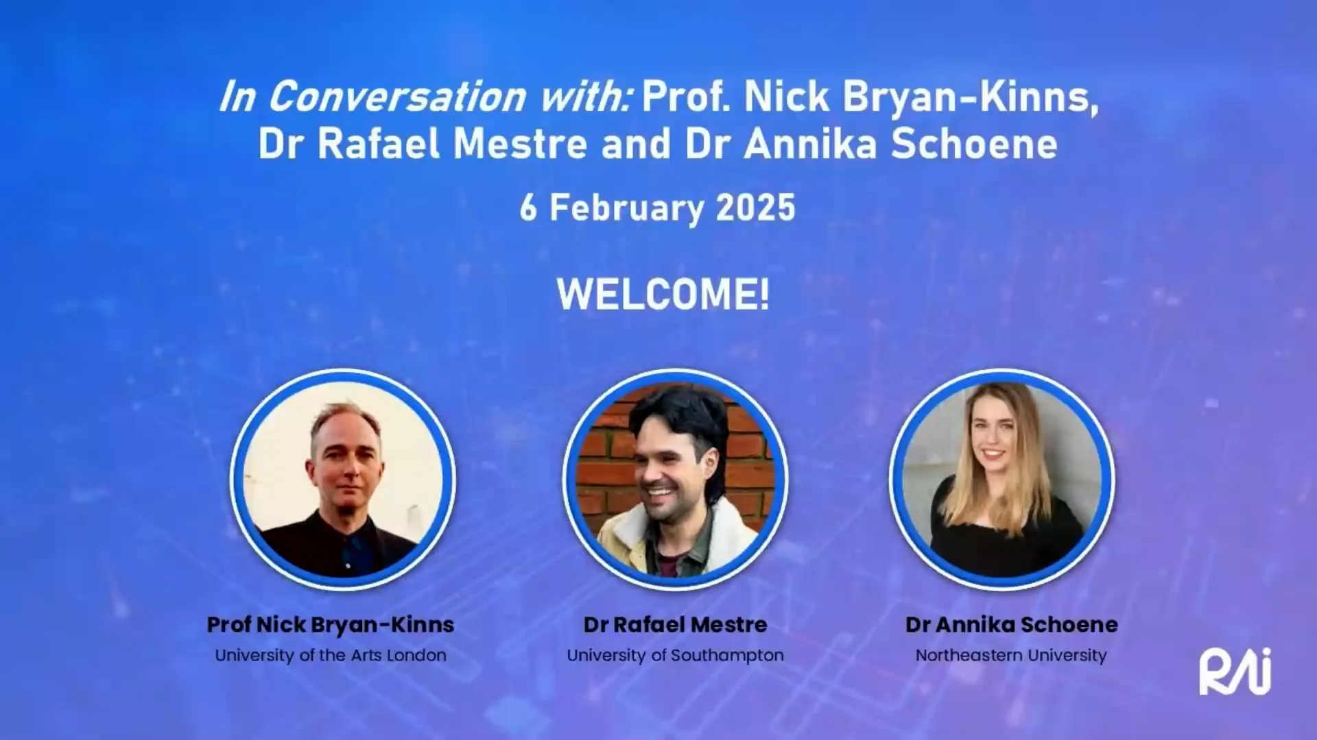 In Conversation with Prof. Nick Bryan-Kinns, Dr Rafael Mestre and Dr Annika Schoene