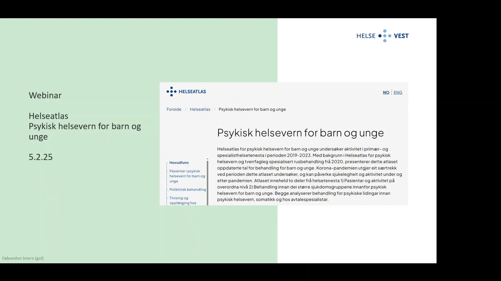 Webinar - Helseatlas psykisk helsevern for barn og unge