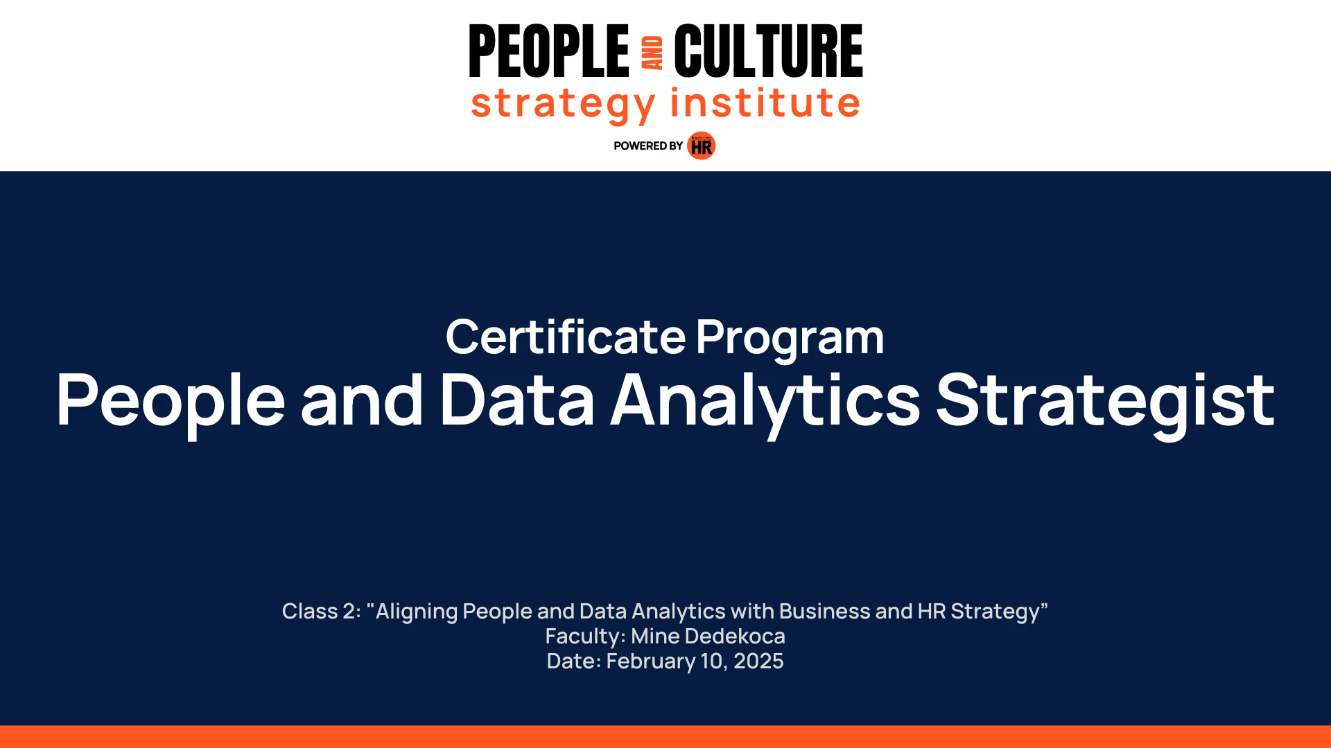 People and Data Analytics Strategist- Class 2: "Aligning People and ...