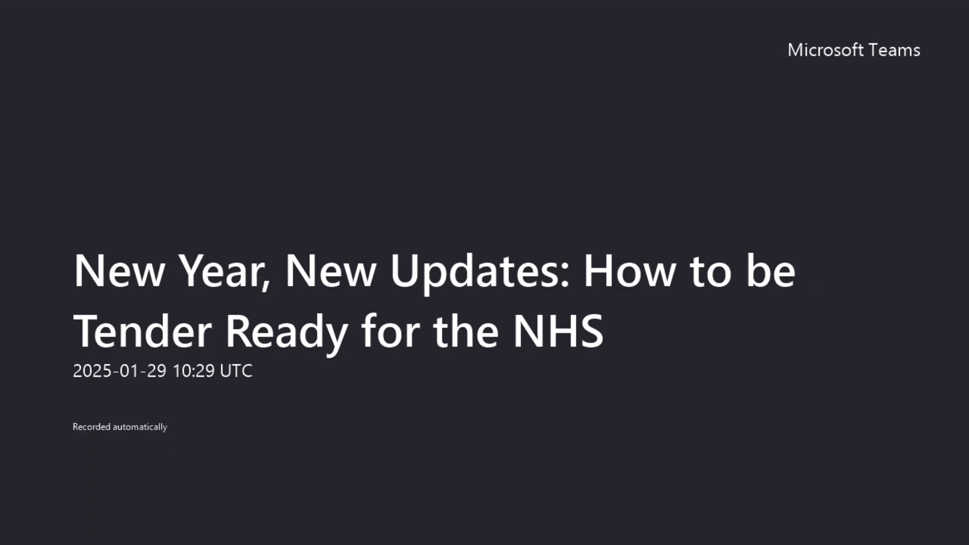 BHTA Presents New Year, New Updates: How to be Tender Ready for the NHS