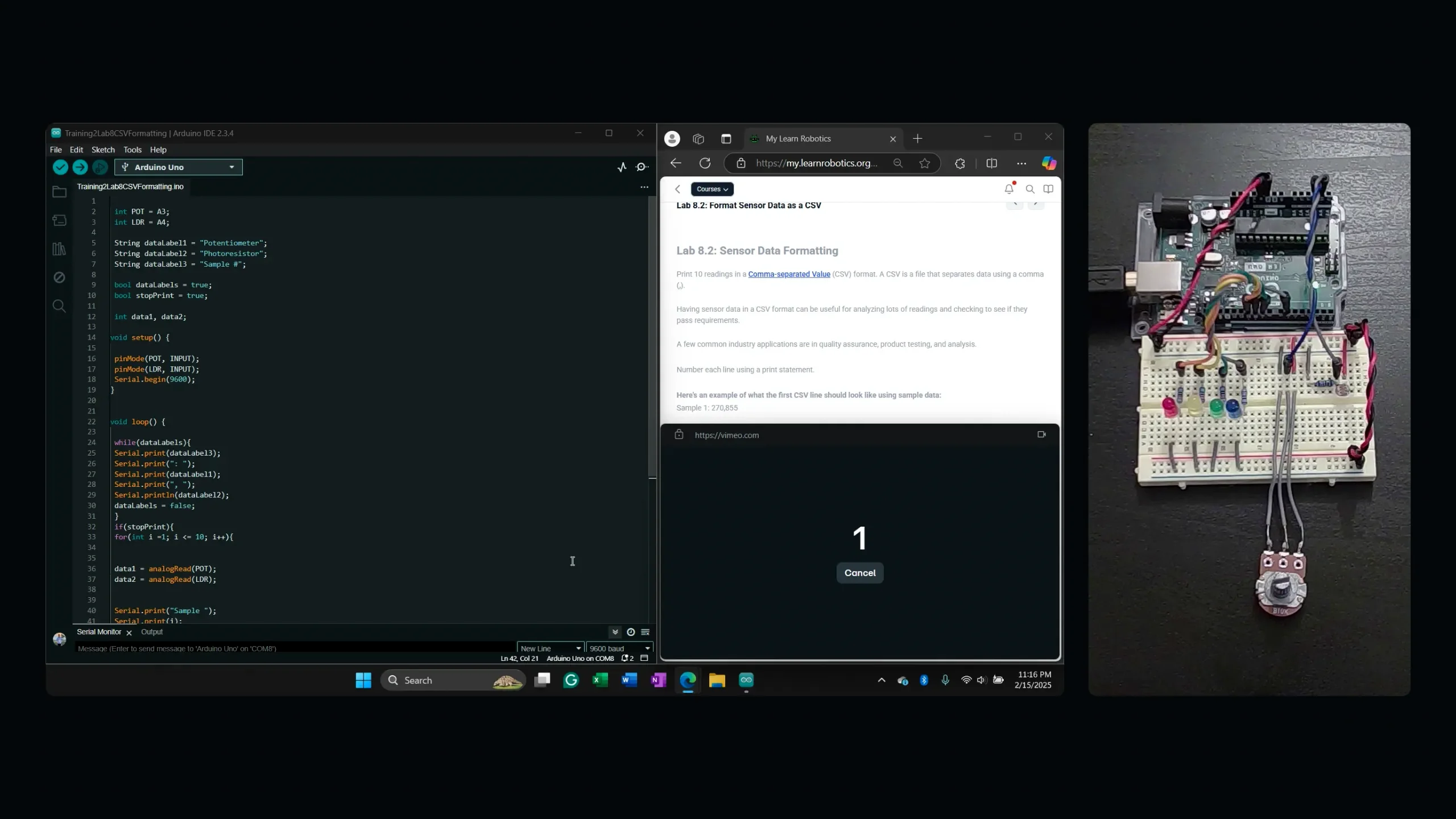 Training 2: lab 8.2: Format Sensor Data as a CSV
