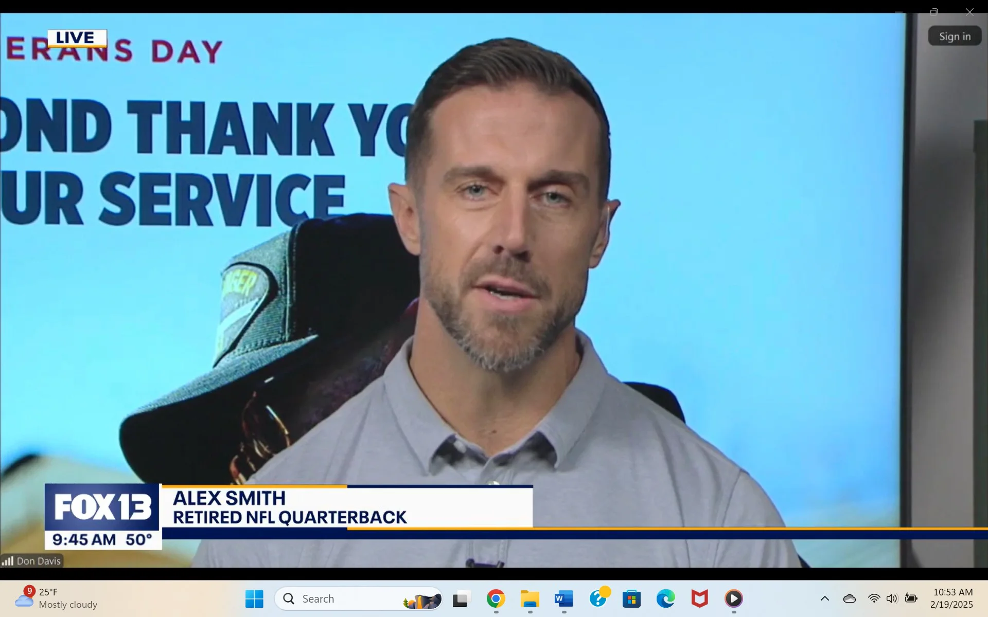 Retired NFL Quarterback Alex Smith Urges Americans to "Go Beyond Thanks ...