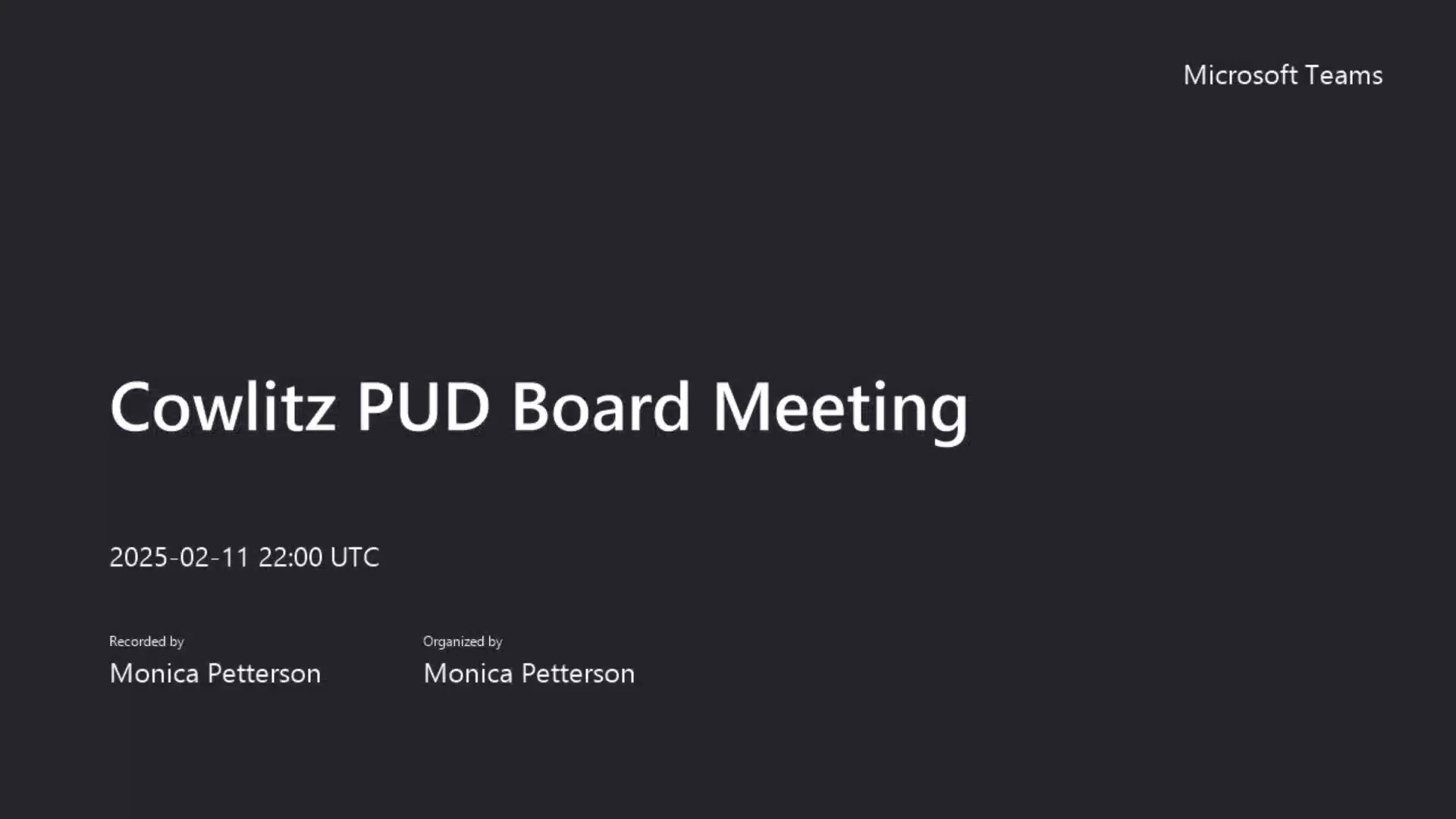 20250211 Cowlitz PUD Board Meeting
