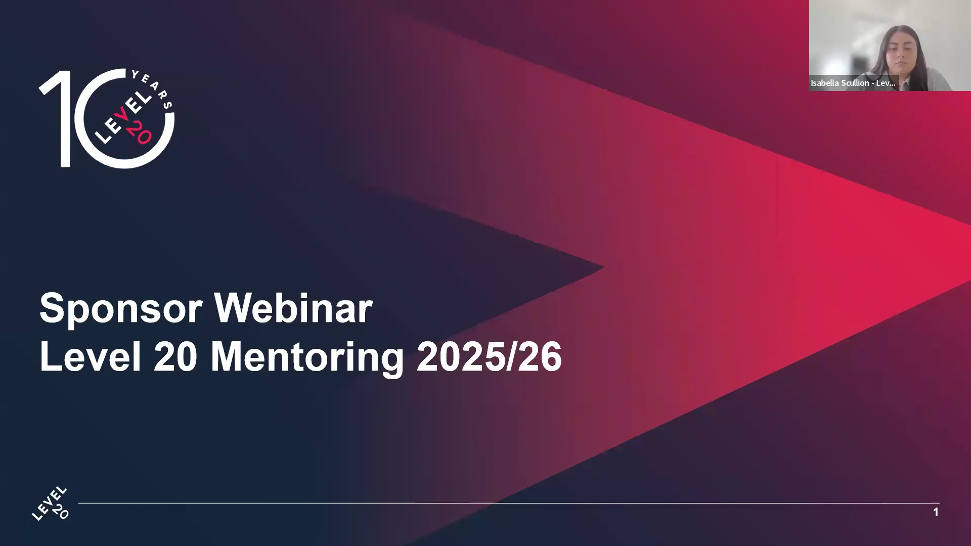 Level 20 Mentoring 2025-26 | Sponsor Informational Webinar