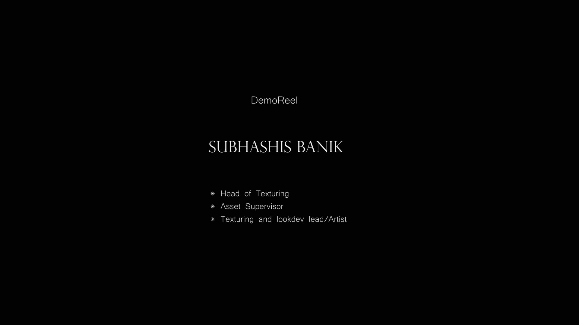 Subhashis Banik_Texturing and Lookdev Reel 2025
