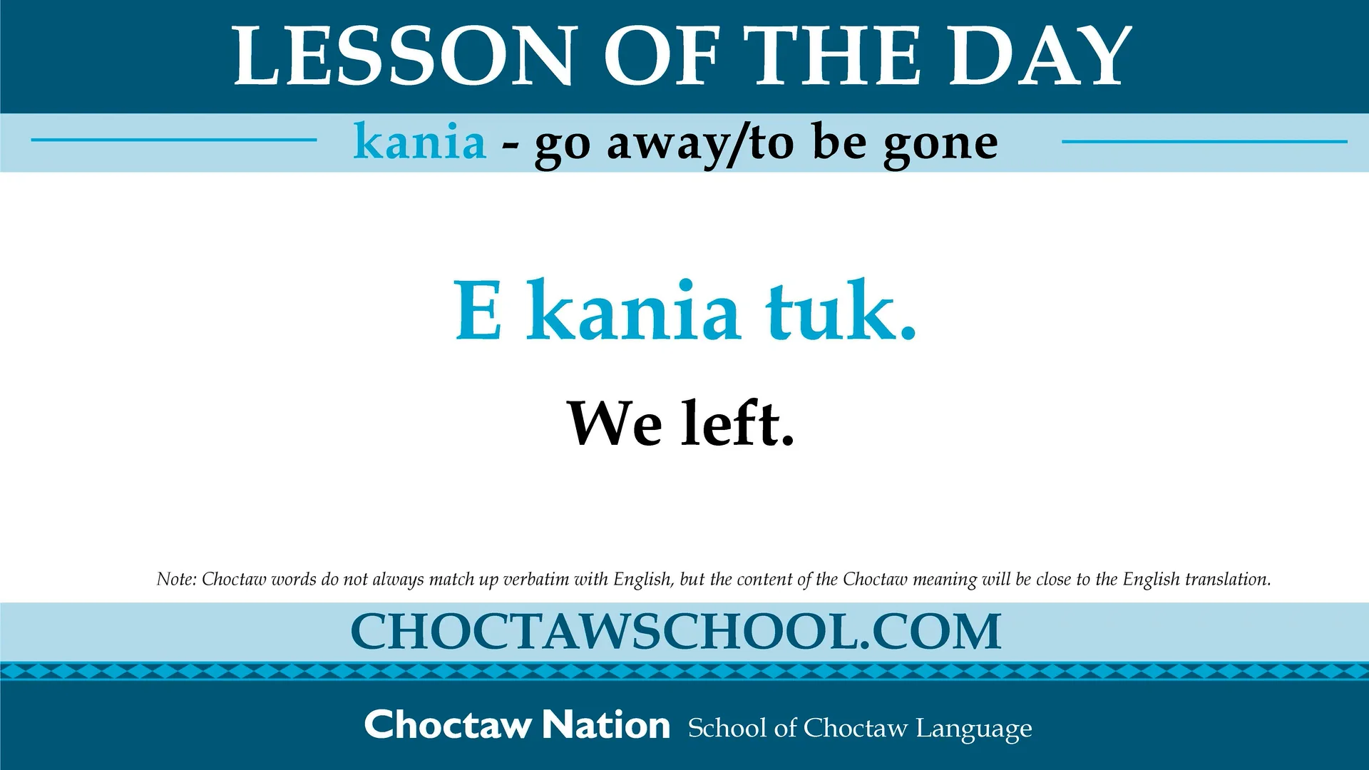 Lesson of the Day: kania - go away/to be gone