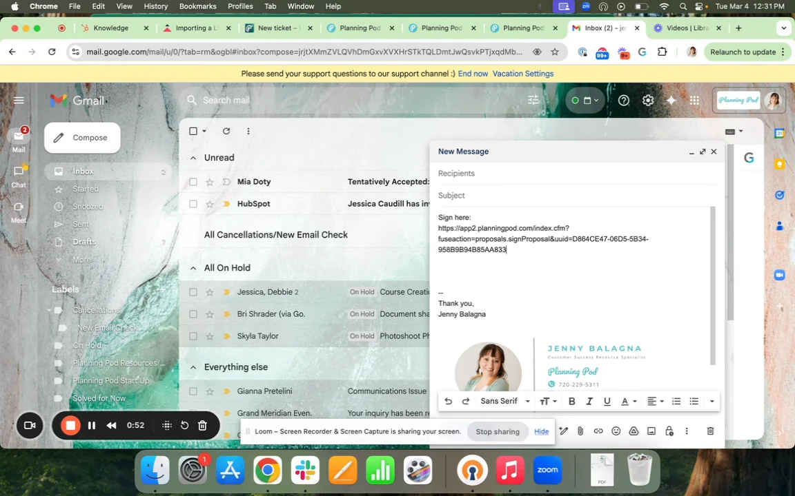 Manual Links for Signatures in Planning Pod