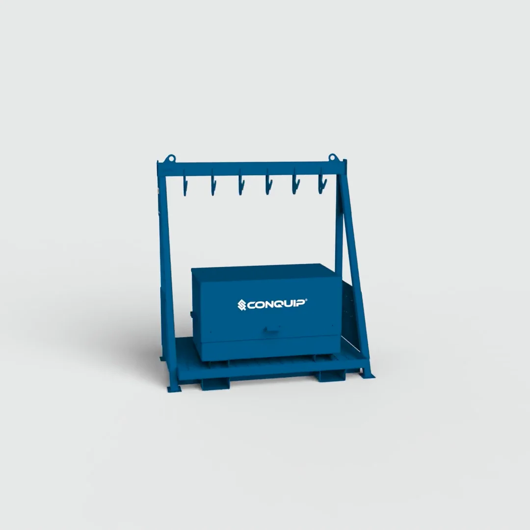 Compact Chain Storage Rack - Single Row with Toolbox-Turntable