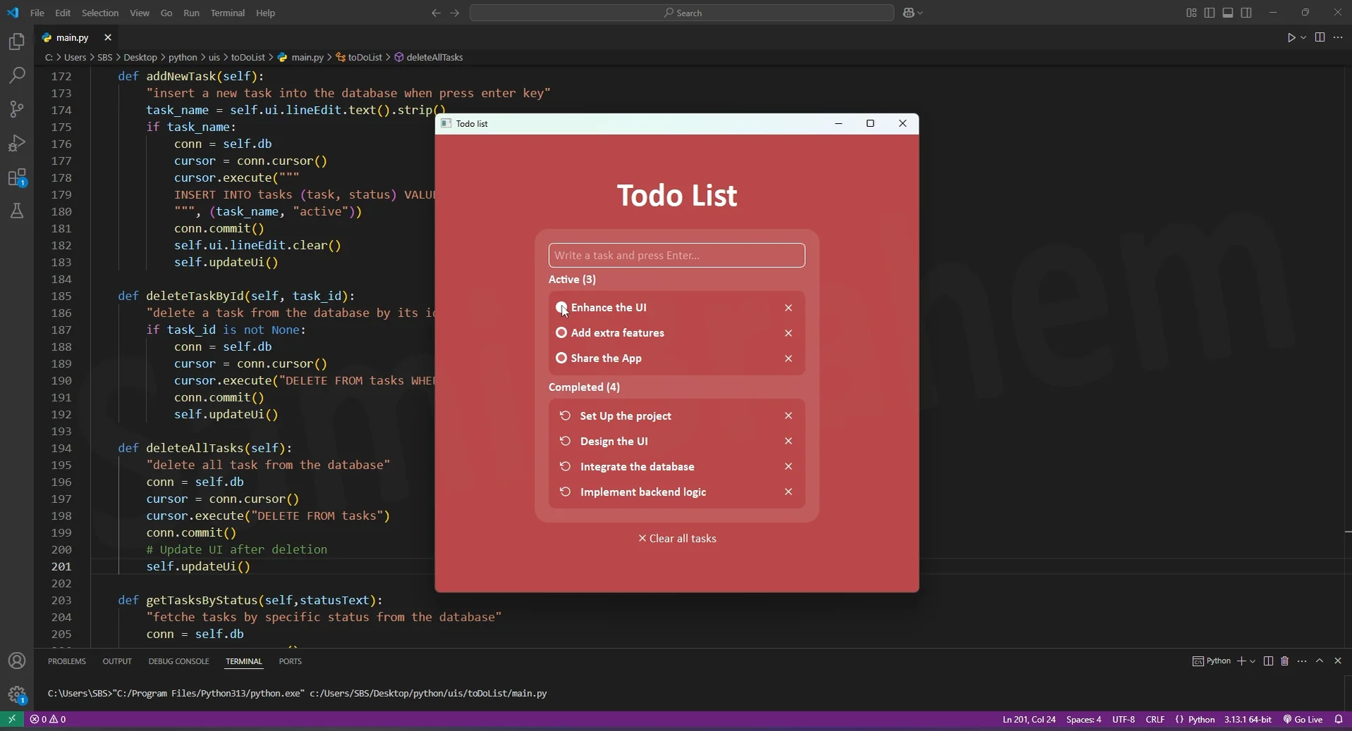 Todo List App | Built with Python, PyQt, SQLite