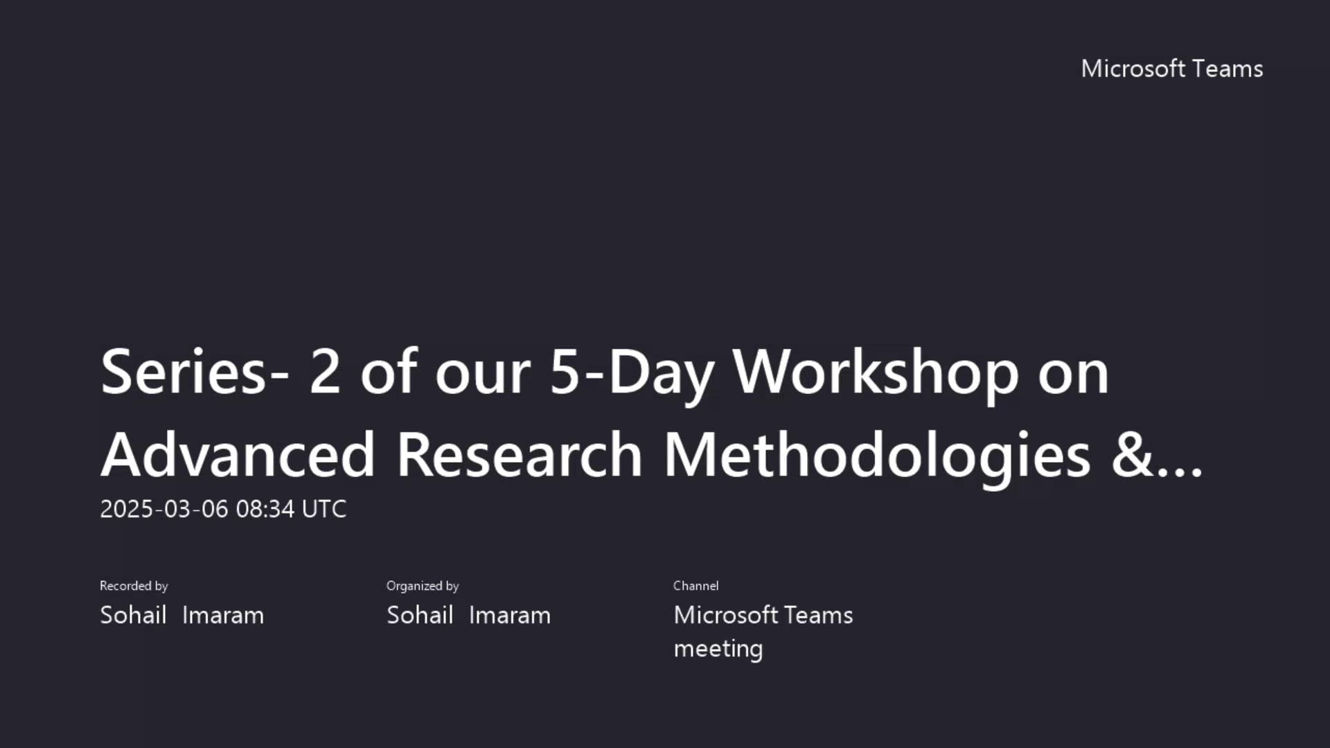 Series- 2 of our 5-Day Workshop on Advanced Research Methodologies ...