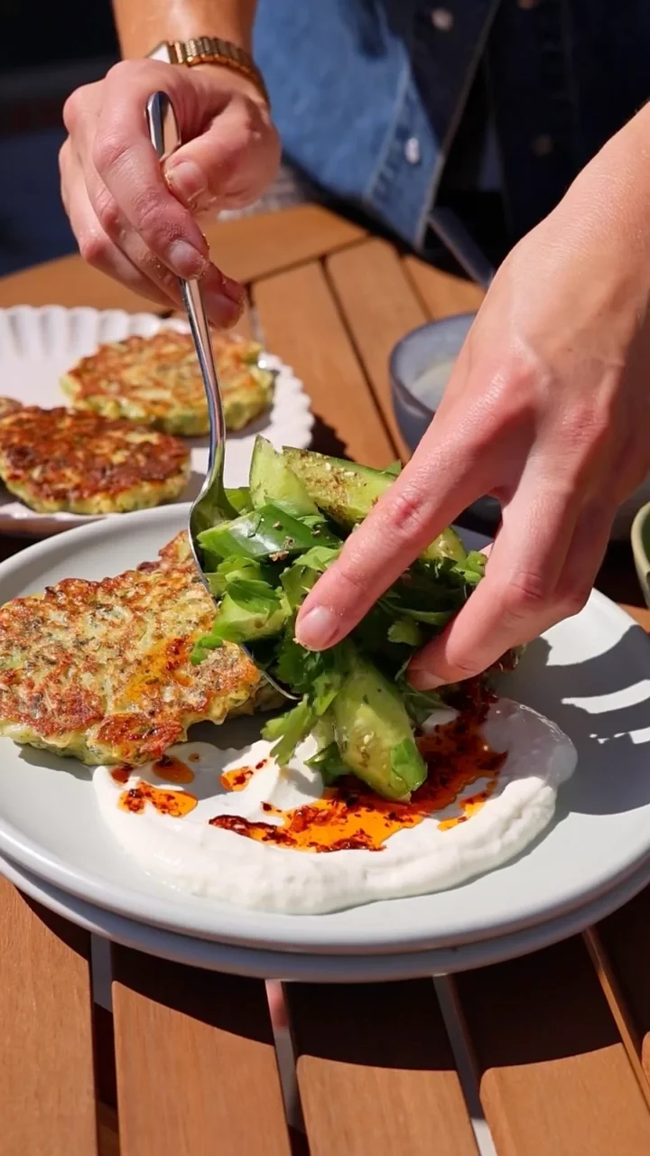Broccoli & Feta Fritters with Garlic Yoghurt | Steph Peirce