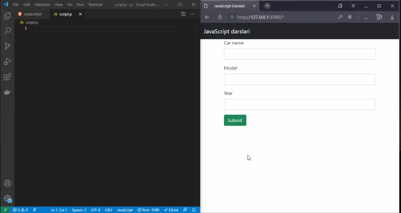JAVASCRIPT DARSLARI. 15-DARS. DOM ELEMENTLAR. KICHIK PROYEKT