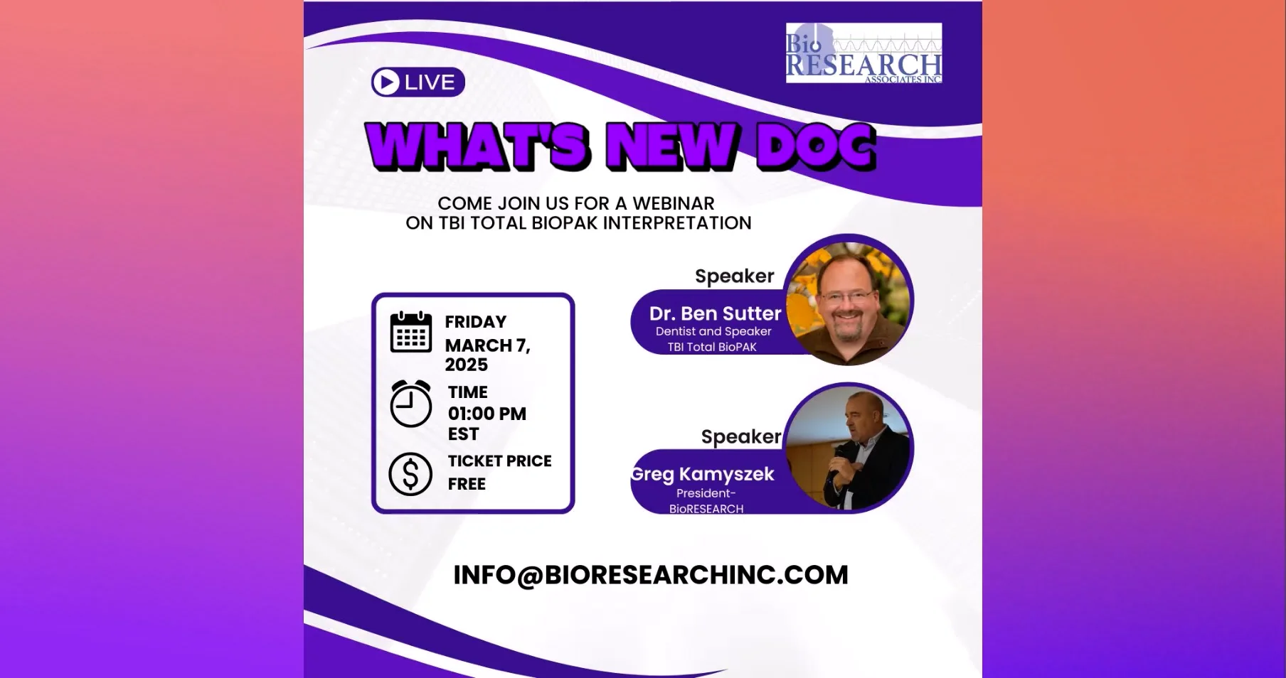 TBI with Dr. Ben Sutter webinar 3.7.25