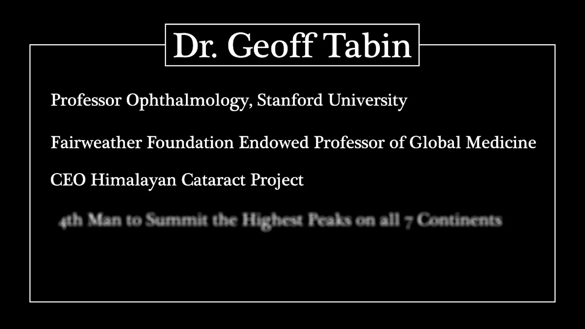 Dr. Geoff Tabin - 2025 Luminary Film