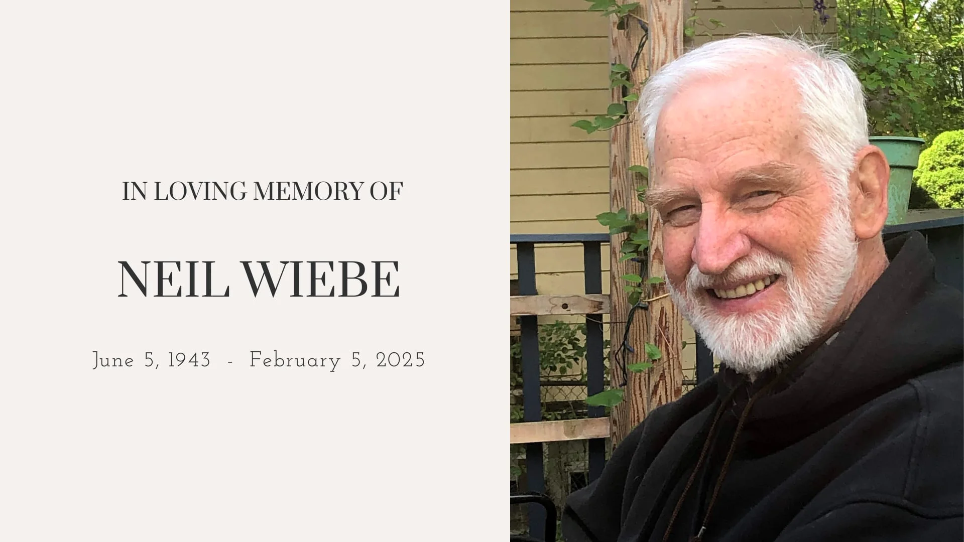 Memorial ~ Neil Wiebe