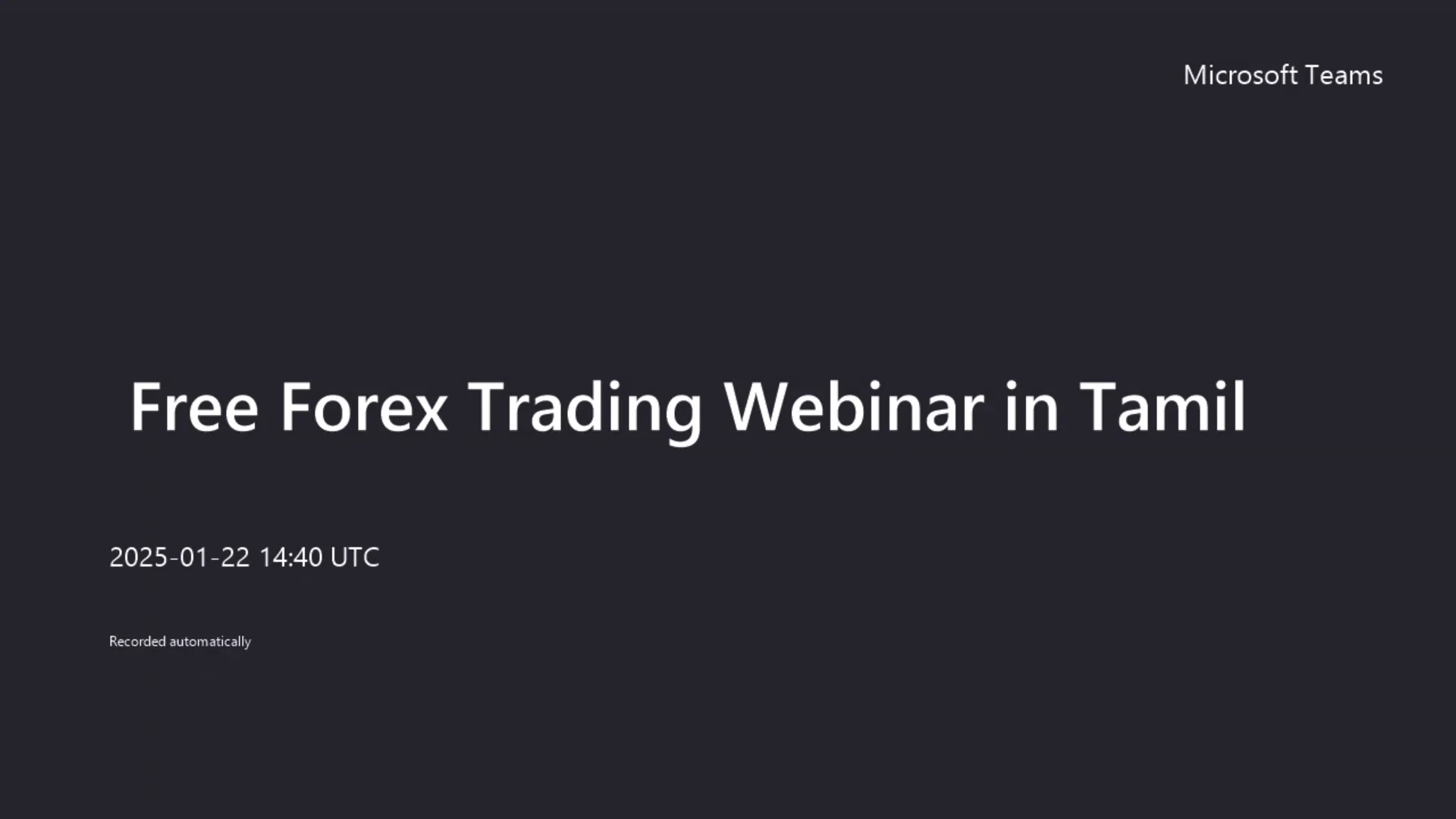 Forex Trading Webinar in Tamil