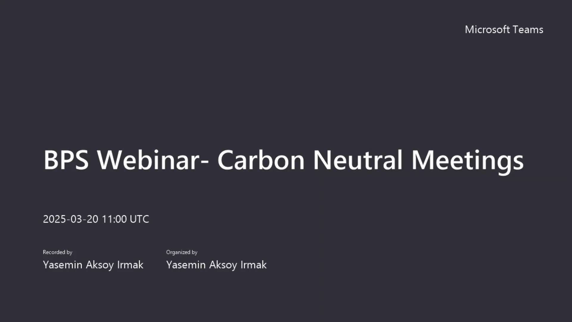 BPS Webinar - Carbon Neutral Meetings