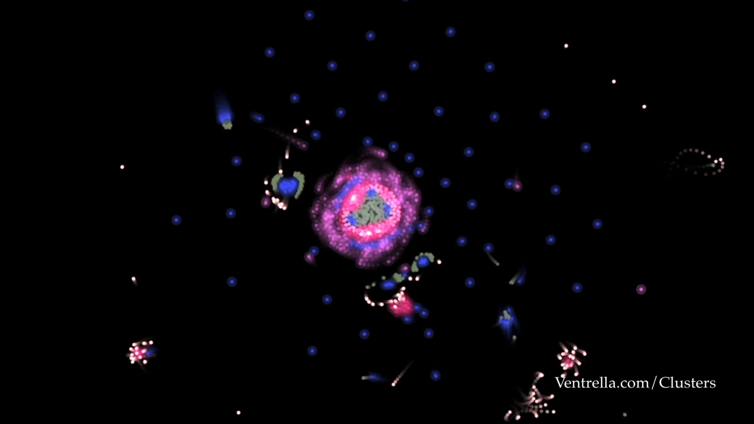 Clusters - an Asymmetrifcal Particle System with Emergent Patterns