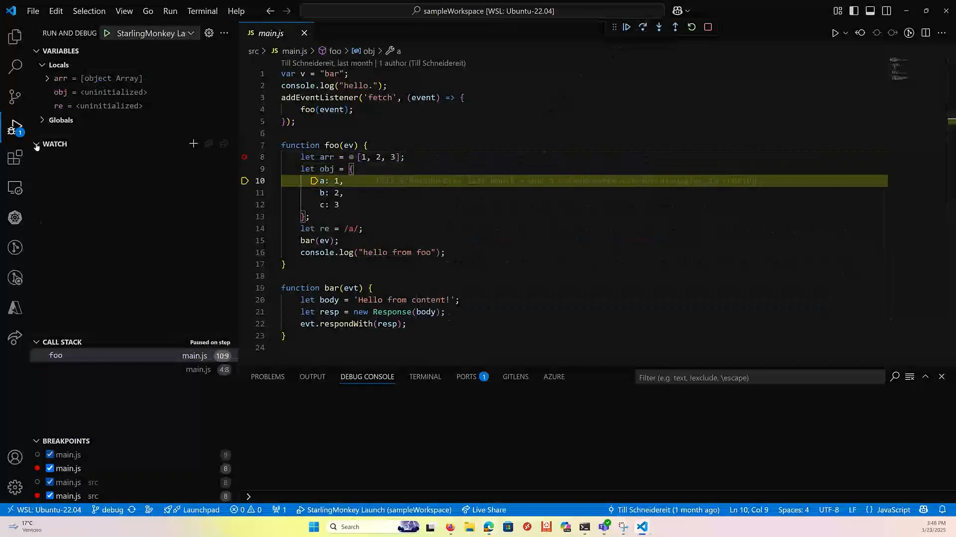 starlingmonkey debugging ts
