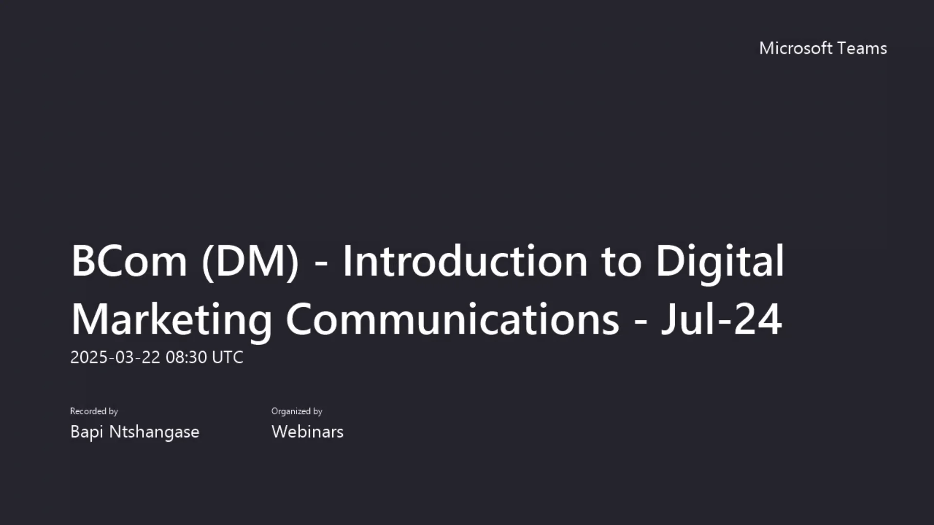 BCom (DM) - Introduction to Digital Marketing Communications - Jul-24 ...